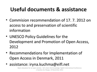 Mojca Kotar - Slovenian Efforts in Open Access | PPT