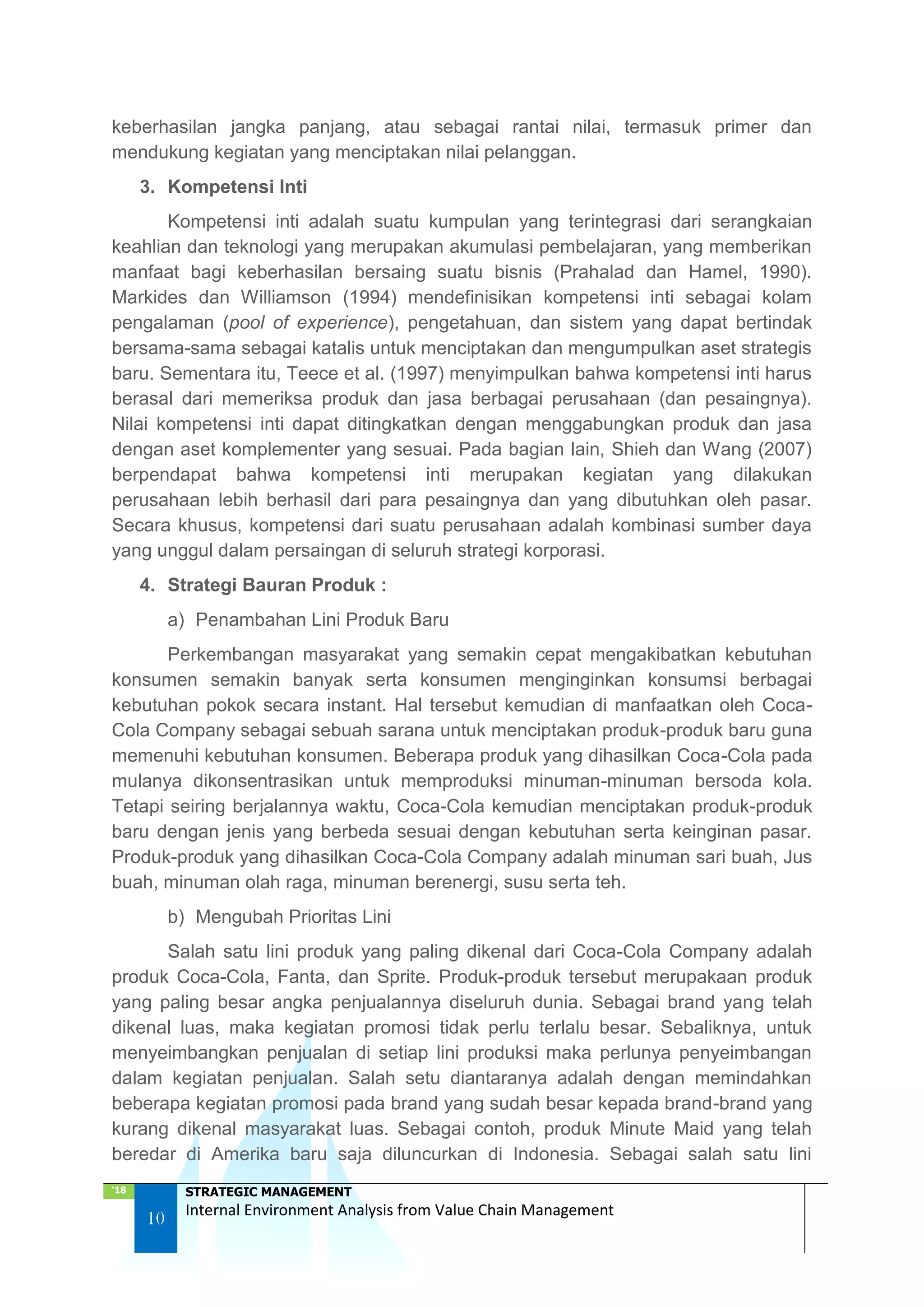 Internal Environment Analysis from Value Chain Management | PDF
