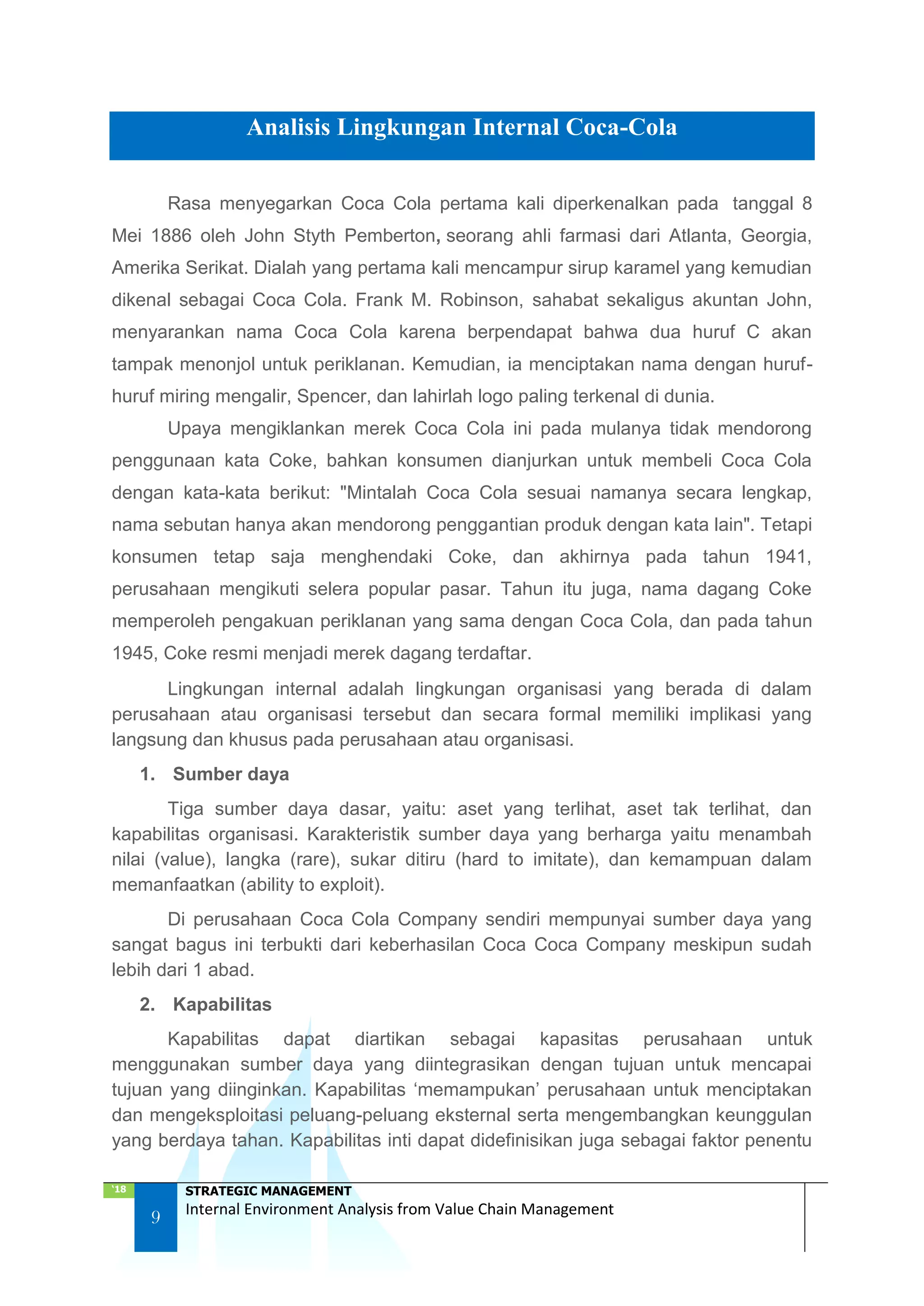 Internal Environment Analysis from Value Chain Management | PDF