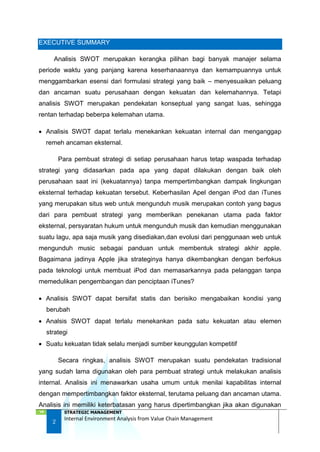 Internal Environment Analysis from Value Chain Management | PDF