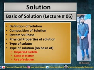 Solution | L # 06 | Physical Pharmacy Lecture Series| Pharmacist Tayyeb ...