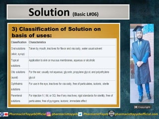 Solution | L # 06 | Physical Pharmacy Lecture Series| Pharmacist Tayyeb Official | PPT