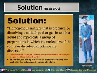 Solution | L # 06 | Physical Pharmacy Lecture Series| Pharmacist Tayyeb ...