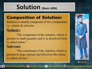 Solution | L # 06 | Physical Pharmacy Lecture Series| Pharmacist Tayyeb ...