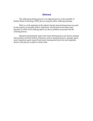 Solder Paste Screen Printing | PDF