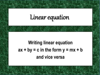writing linear equation | PPT