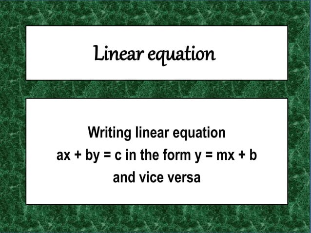 writing linear equation | PPTX | Physics | Science