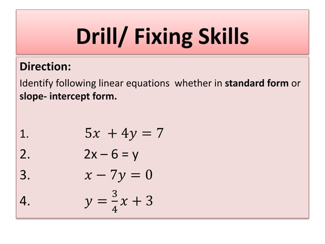 writing linear equation | PPTX | Physics | Science