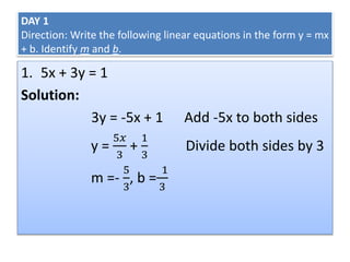 writing linear equation | PPTX