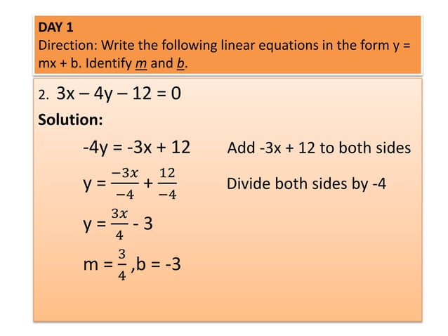 writing linear equation | PPTX | Physics | Science