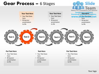 6 stages gears process powerpoint slides ppt templates | PDF