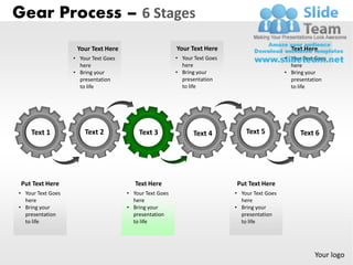 6 stages gears process powerpoint slides ppt templates | PDF