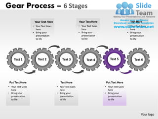 6 stages gears process powerpoint slides ppt templates | PDF