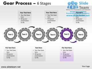 6 stages mechanical spinning gear s process powerpoint slides. | PDF