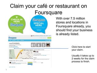 6 step guide to foursquare for cafes & restaurants | PPTX