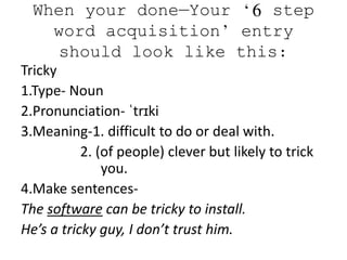 6 step new word acquisition | PPT