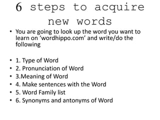 6 step new word acquisition | PPT