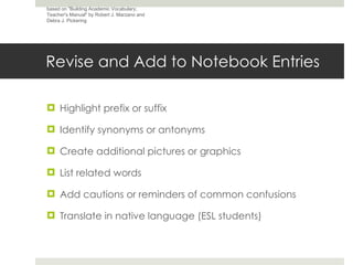 6 step process to building academic vocabulary terri's presi | PPT