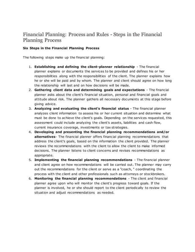 6 steps financial planning | DOCX