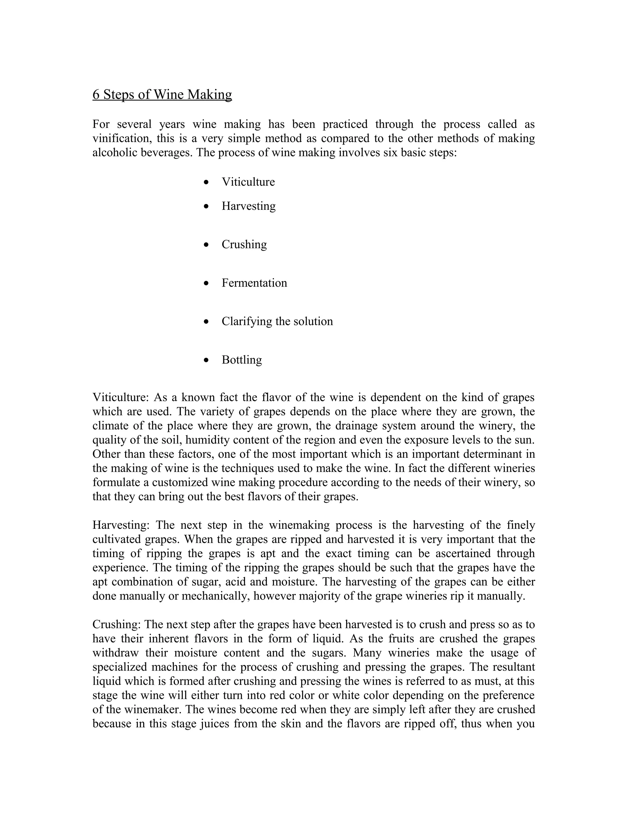 6 steps of wine making | DOC