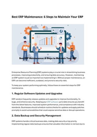 Best ERP Maintenance: 6 Steps to Maintain Your ERP | PDF