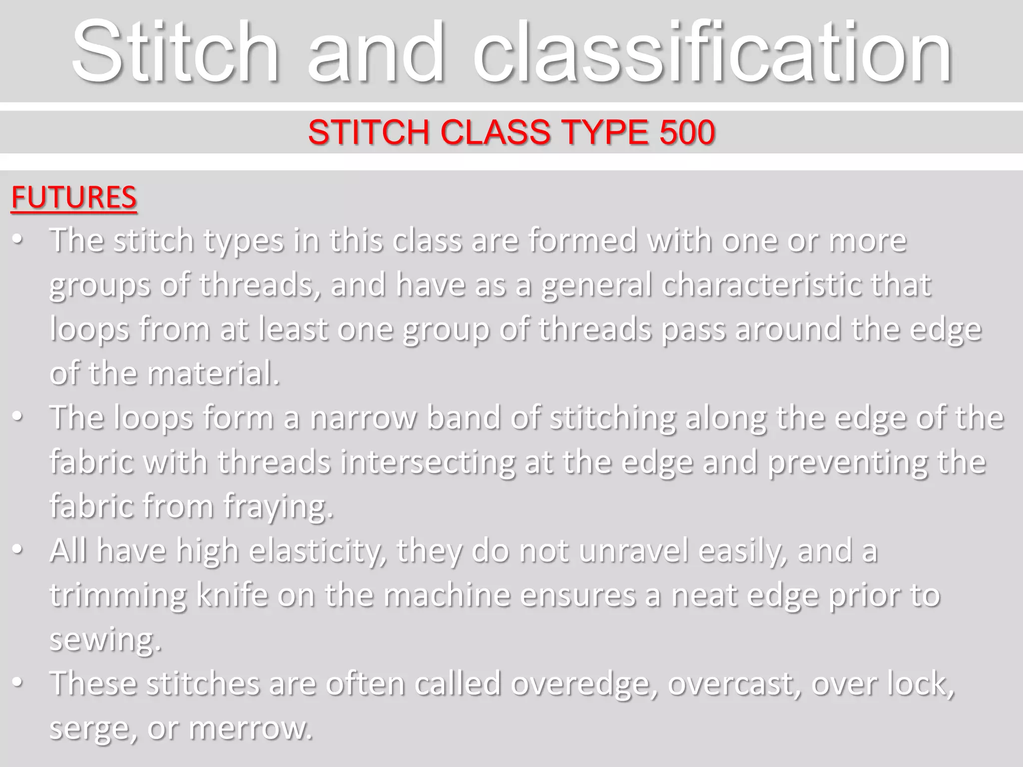 6stitchclassification | PPTX | Needlework | Arts and Crafts