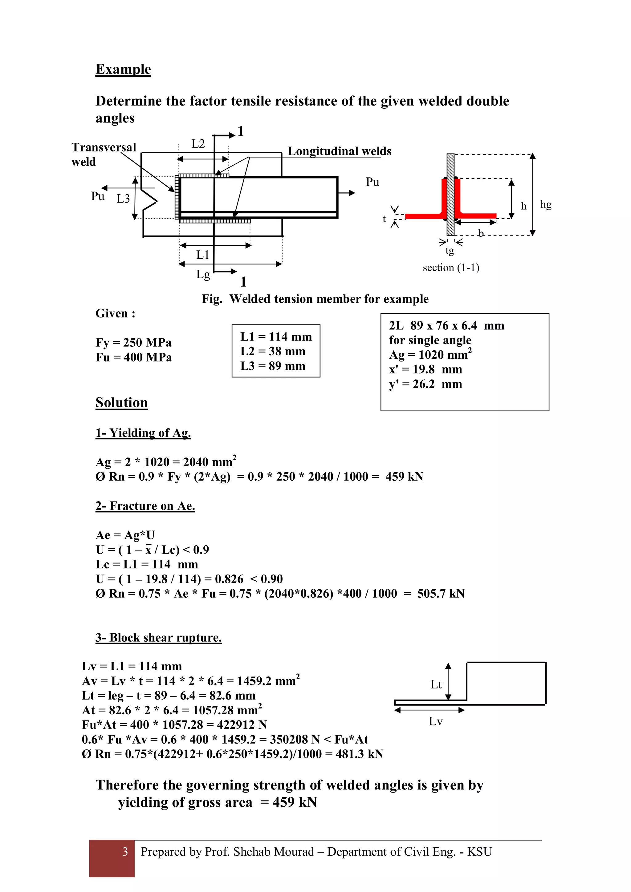 06-Strength of Double Angle Welded Tension Members (Steel Structural ...