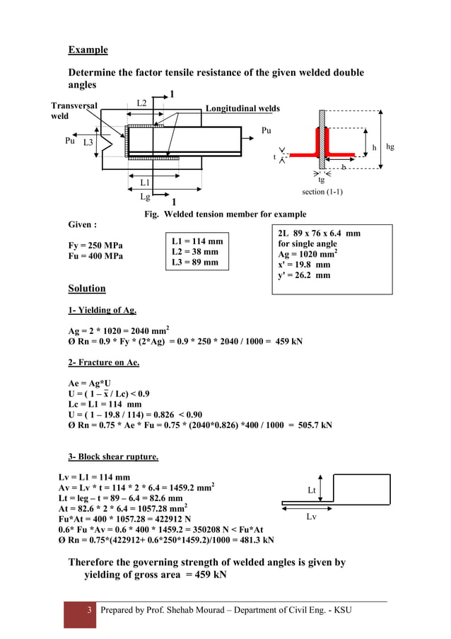 06-Strength of Double Angle Welded Tension Members (Steel Structural ...