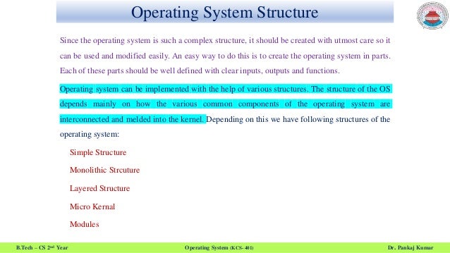 Structure of Operating System | PPT