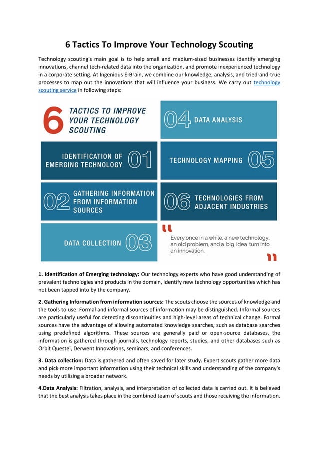 6 Tactics To Improve Your Technology Scouting | PDF