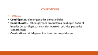 HISTOLOGIA DEL TEJIDO CARTILAGINOSO Y SU CLASIFICACIÓN .pptx