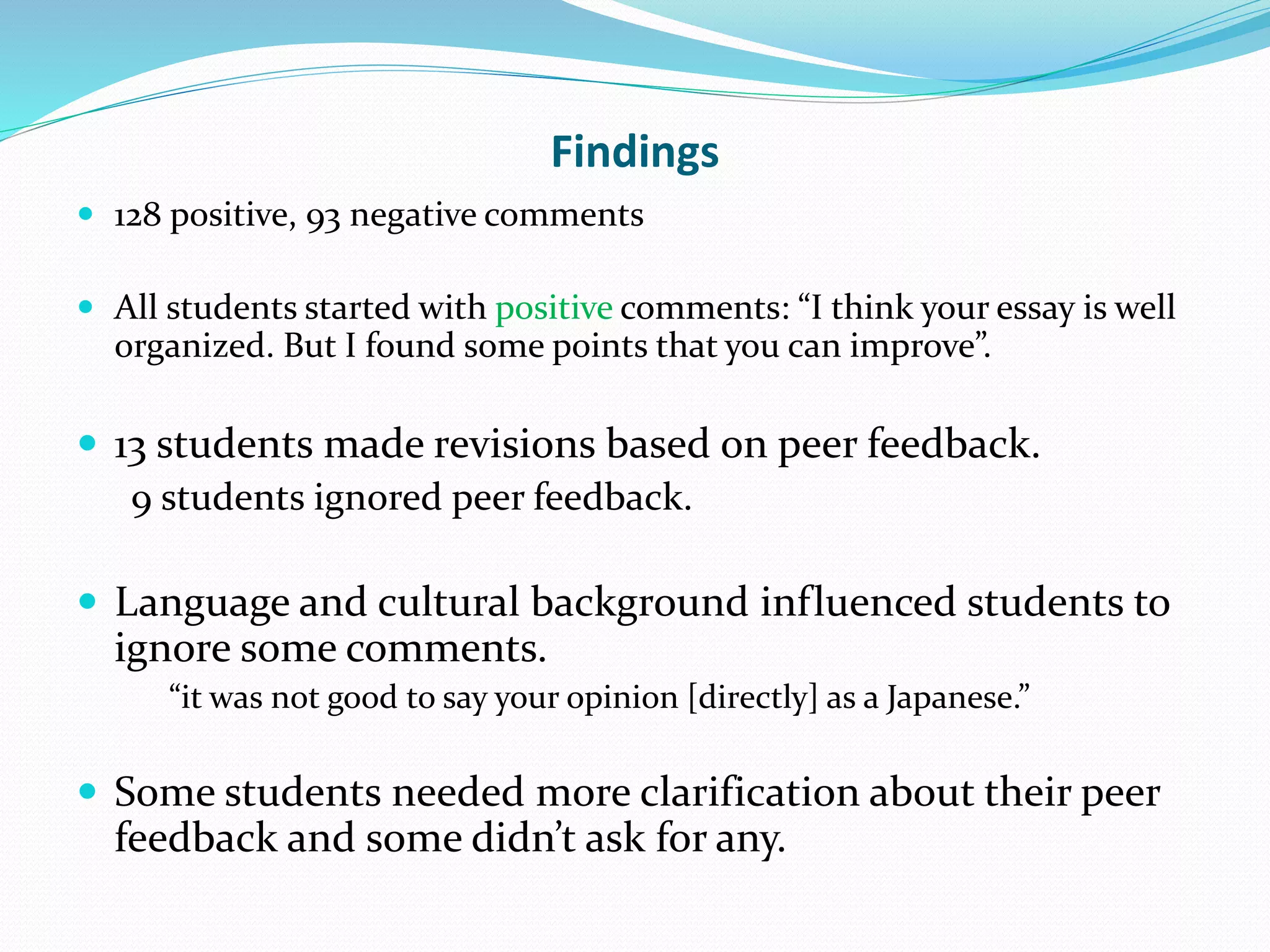 Peer feedback in writing | PPT