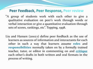 Peer feedback in writing | PPT