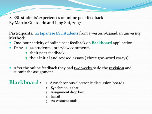 Peer feedback in writing | PPT