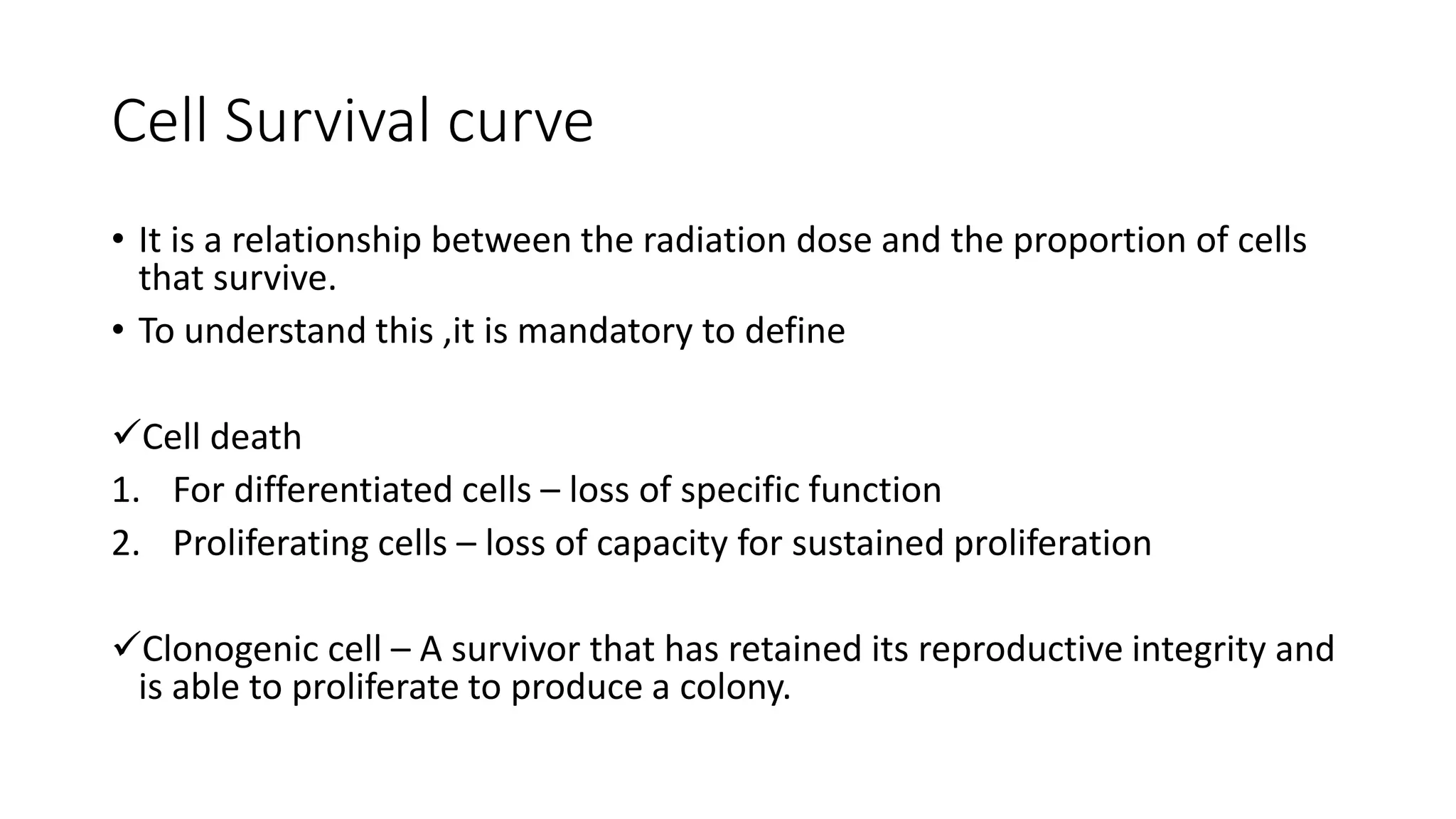 6th radiobiology- cell survival curves | PPTX