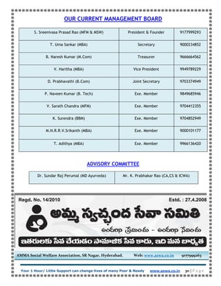 6th Anniversary Hand Out of Amma Social Welfare Association (ASWA) | PDF