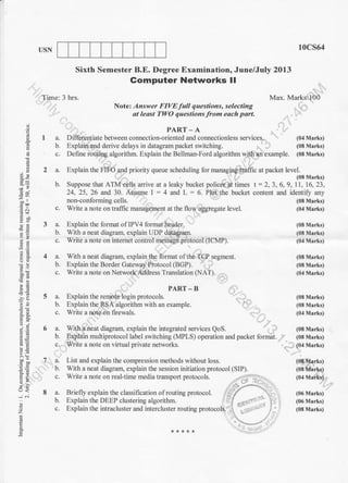 6th Semester CS / IS (2013-June) Question Papers | PDF