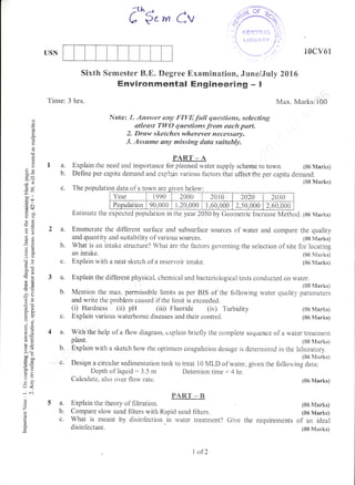 6th Semester (July-2016) Civil Engineering Question Paper | PDF