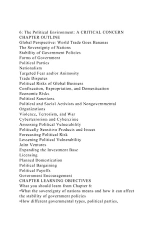 6 The Political Environment A CRITICAL CONCERNCHAPTER OUTLINE.docx