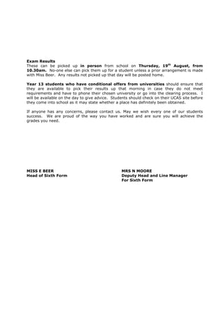 6th form study leave letter | PDF