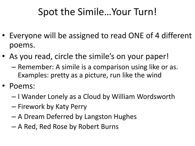 6th grade. Simile in Poetry | PPT