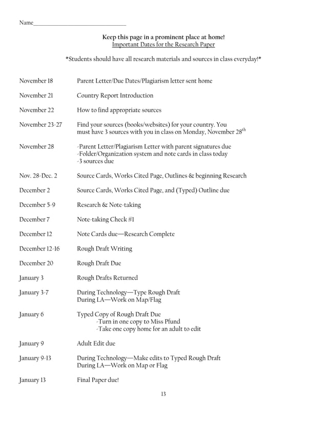 6th Grade Country Report Packet | DOCX