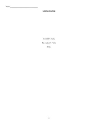6th Grade Country Report Packet | DOCX
