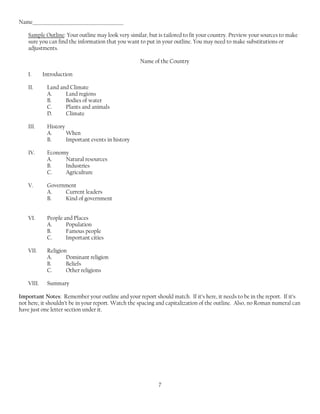 6th Grade Country Report Packet | DOCX
