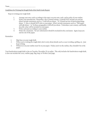 6th Grade Country Report Packet | DOCX