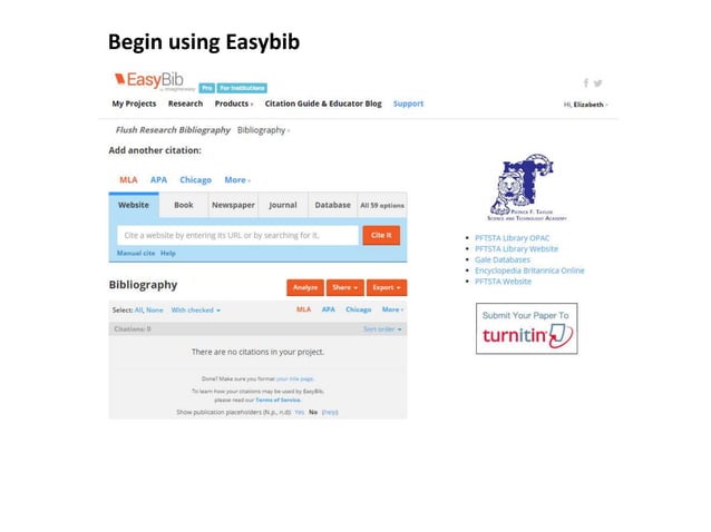 6th grade ELA Easybib project for Flush | PPT