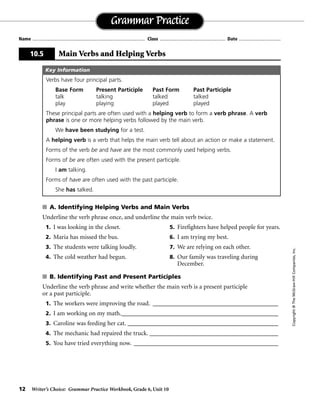 Helping Verbs Worksheet 6th Grade