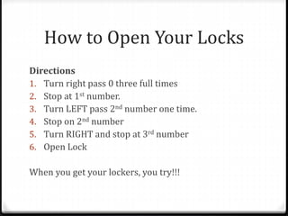 6th grade lockers | PPTX