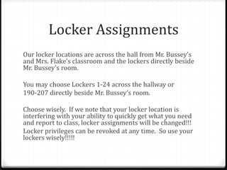 6th grade lockers | PPTX