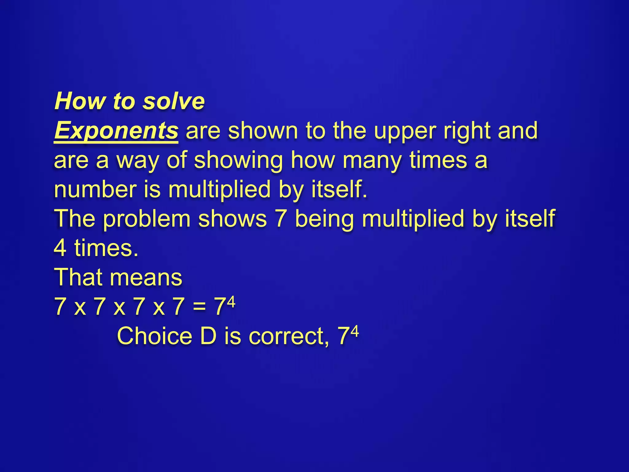 6th grade math exponents | PPTX